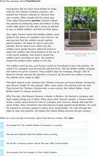 IXL | Paul Revere | 3rd grade social studies