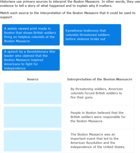 IXL | Source analysis: the Boston Massacre | 6th grade social studies