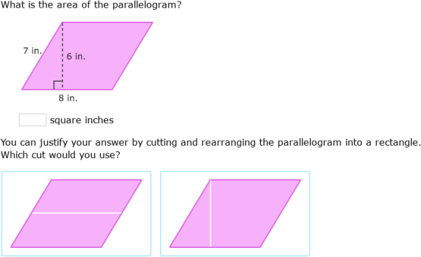 IXL | Understanding area of a parallelogram | 6th grade math