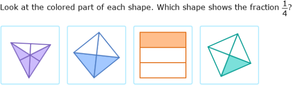 IXL | Which shape shows the fraction? | 3rd grade math