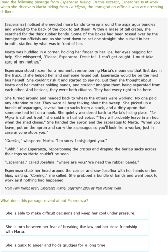 IXL | Analyze passages from Esperanza Rising: Part 2 | 6th grade ...