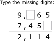 IXL | Subtraction: fill in the missing digits | 3rd grade math