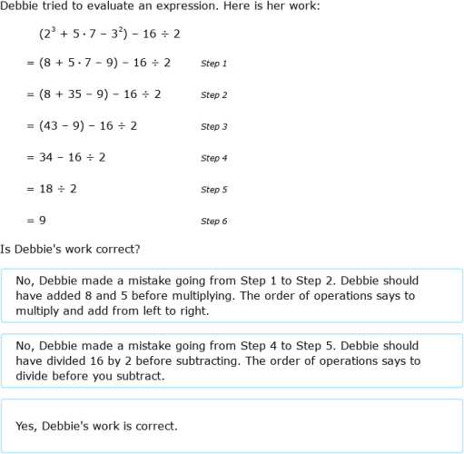 IXL | Identify mistakes involving the order of operations | 8th grade math