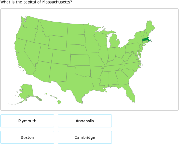 IXL | Identify state capitals of the Northeast | 4th grade social studies