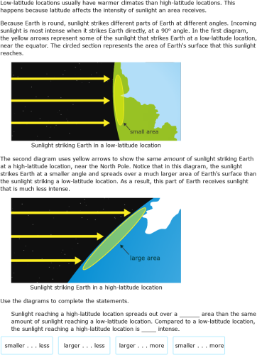IXL | Factors affecting climate: latitude | 6th grade science