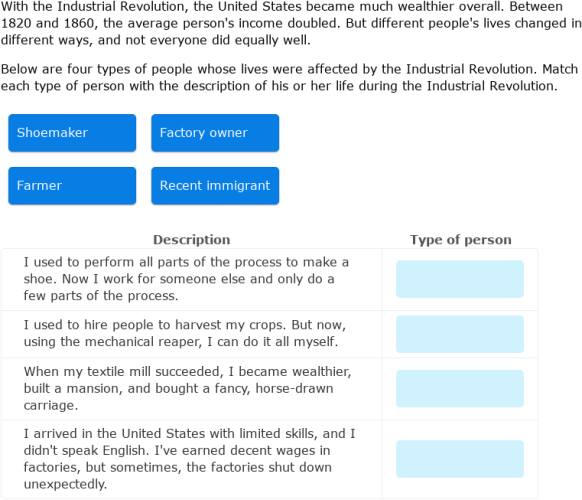 IXL | Industrial and Transportation Revolutions | 7th grade social studies