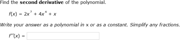 IXL - Find second derivatives of polynomials (Calculus practice)