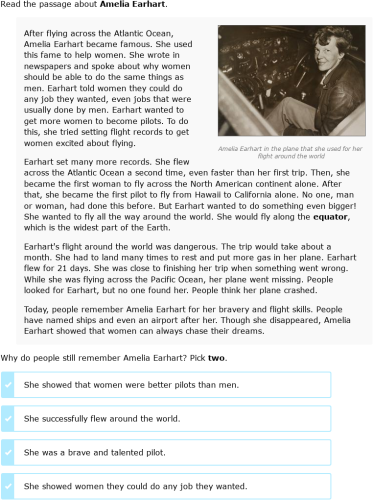 IXL | Amelia Earhart | 3rd grade social studies