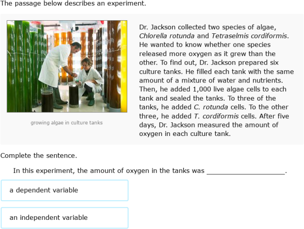 IXL - Identify independent and dependent variables (Biology practice)