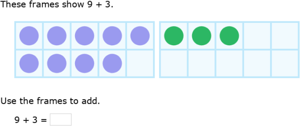 IXL | Use ten frames to add - sums of 11 and 12 | 1st grade math