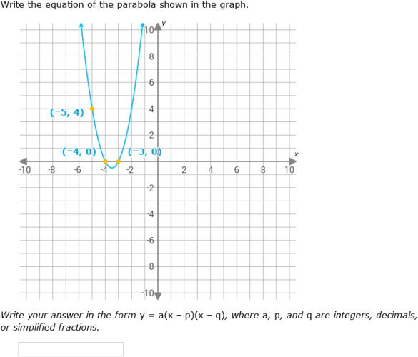 IXL - Write a quadratic function in factored form from its x-intercepts ...