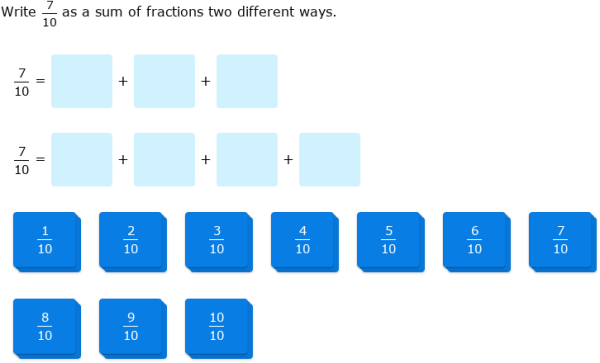 IXL | Decompose fractions multiple ways | 4th grade math