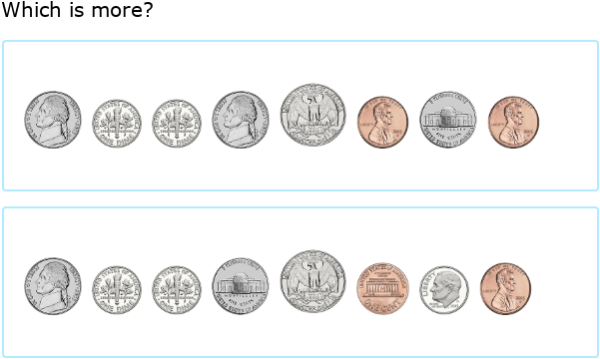 IXL | Compare money amounts | 1st grade math
