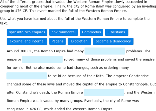 IXL | The fall of the Western Roman Empire | 7th grade social studies