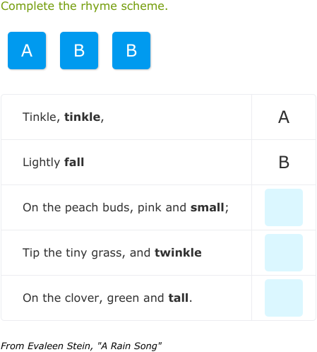 IXL | Label the rhyme scheme | 3rd grade language arts