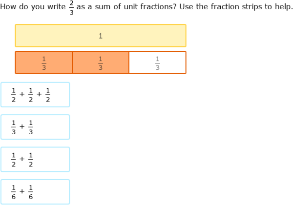 IXL | Decompose fractions into unit fractions using models | 3rd grade math