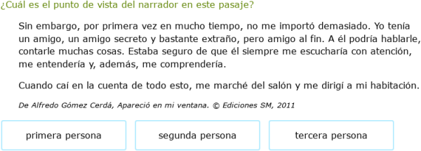 IXL | Identificar el punto de vista narrativo | 5th grade Spanish ...