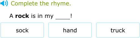 IXL | Complete the rhyme | Kindergarten language arts
