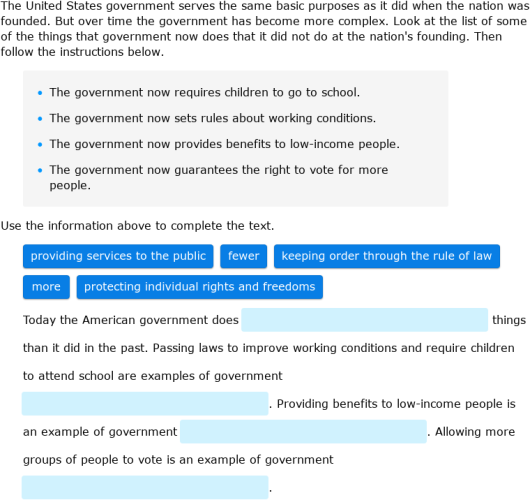 IXL | Purposes of government | 8th grade social studies