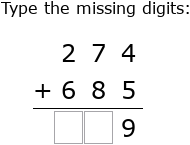 IXL | Addition: fill in the missing digits | 4th grade math