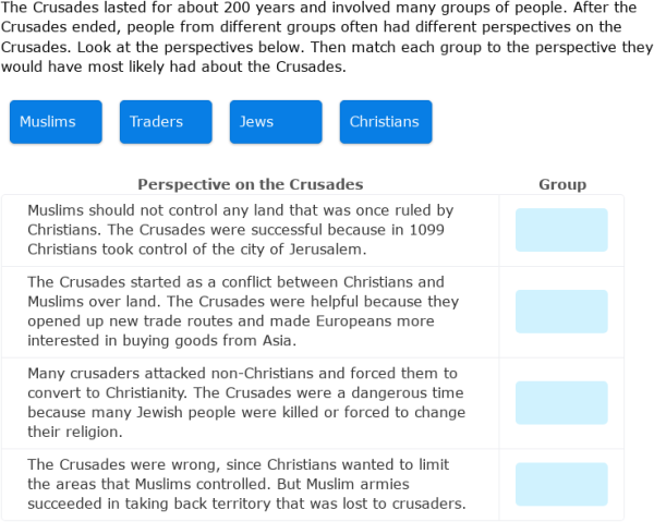 IXL | The Crusades | 8th grade social studies