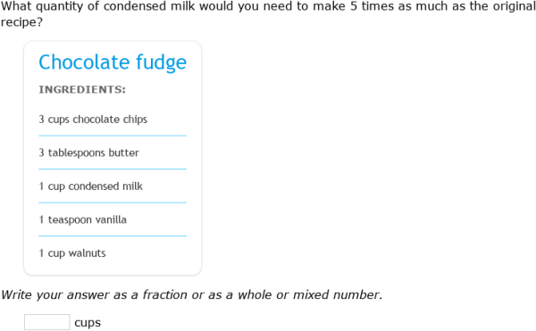 IXL | Multiply whole numbers in recipes | 3rd grade math
