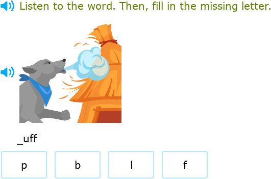 IXL | Complete the short u word | 1st grade language arts