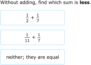 IXL | Compare sums of unit fractions | 4th grade math