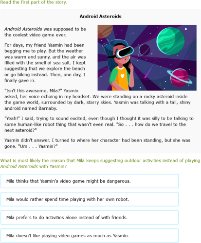 IXL | Read science fiction with illustrations | 6th grade language arts