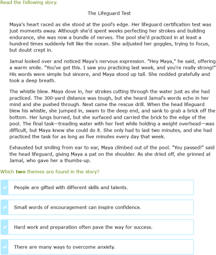 IXL | Determine multiple themes of short stories | 5th grade language arts