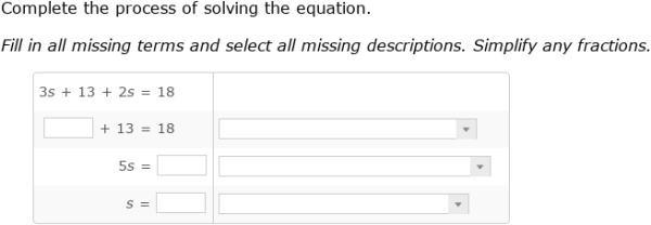 IXL | Solve multi-step equations: complete the solution | 6th grade math