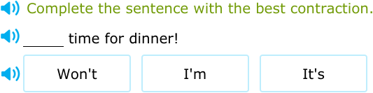 IXL | Complete the sentence with the correct contraction | 1st grade ...