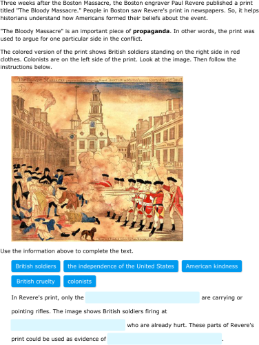 IXL | Source analysis: the Boston Massacre | 7th grade social studies