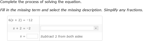 IXL | Solve equations: complete the solution | 7th grade math