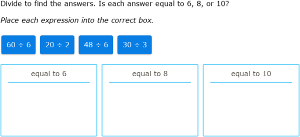 IXL | Division facts up to 10: sorting | 3rd grade math