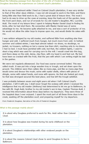 IXL | Analyze passages from Narrative of the Life of Frederick Douglass ...