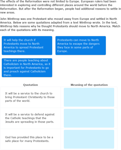 IXL | The Reformation | 7th grade social studies