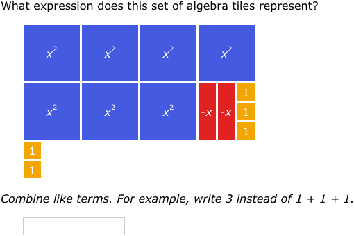 IXL | Model polynomials with algebra tiles | 8th grade math