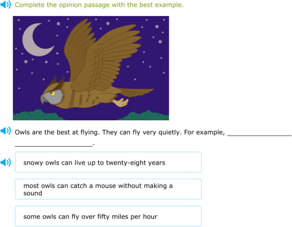 Ixl Complete The Opinion Passage With An Example 2nd Grade Language 0388
