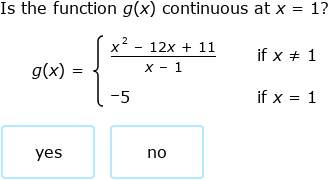 IXL - Determine continuity at a point (Calculus practice)