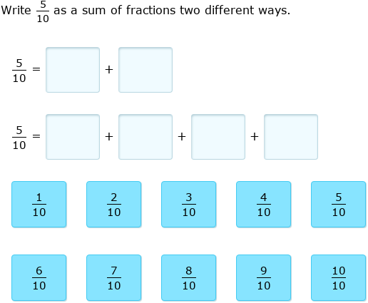 IXL | Write a fraction as a sum of fractions in multiple ways | 4th ...