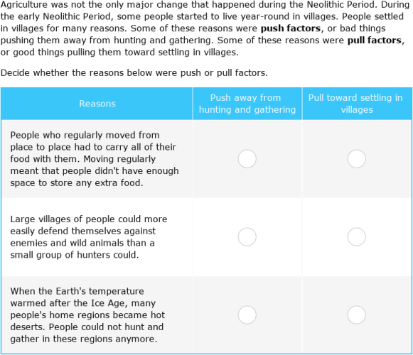 IXL | The Neolithic Period | 6th grade social studies
