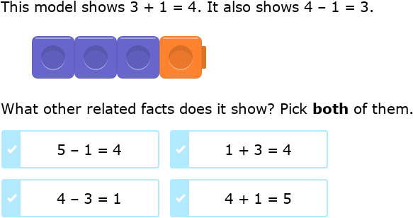 IXL | Related facts with models - numbers up to 5 | Kindergarten math
