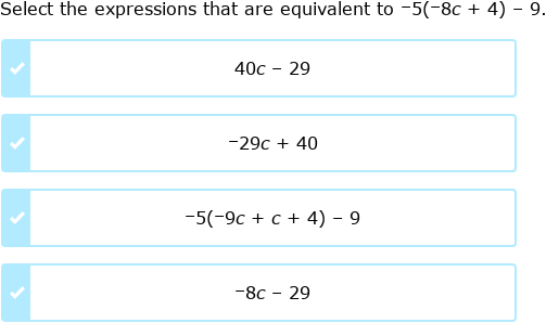 IXL - Identify equivalent linear expressions (Algebra 1 practice)