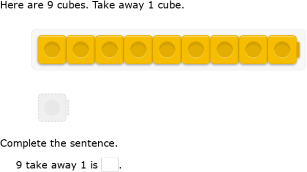 IXL | Take away cubes - numbers up to 10 | Kindergarten math