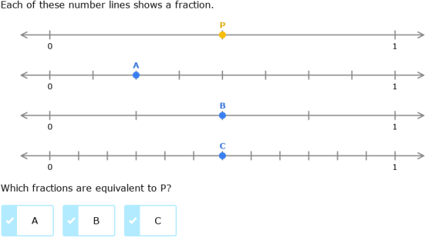 IXL | Identify equivalent fractions on number lines | 3rd grade math