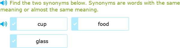 IXL | Choose the synonyms | Kindergarten language arts