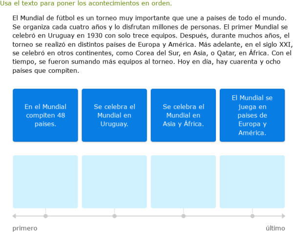 IXL | Determinar el orden de los acontecimientos en textos informativos ...