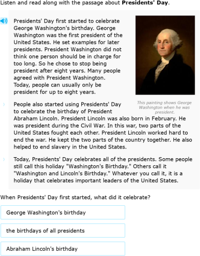 IXL | Presidents' Day | Kindergarten social studies