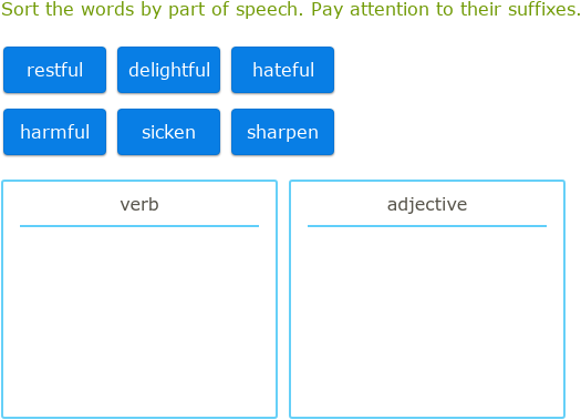 IXL | Sort words with shared suffixes by part of speech | 3rd grade ...
